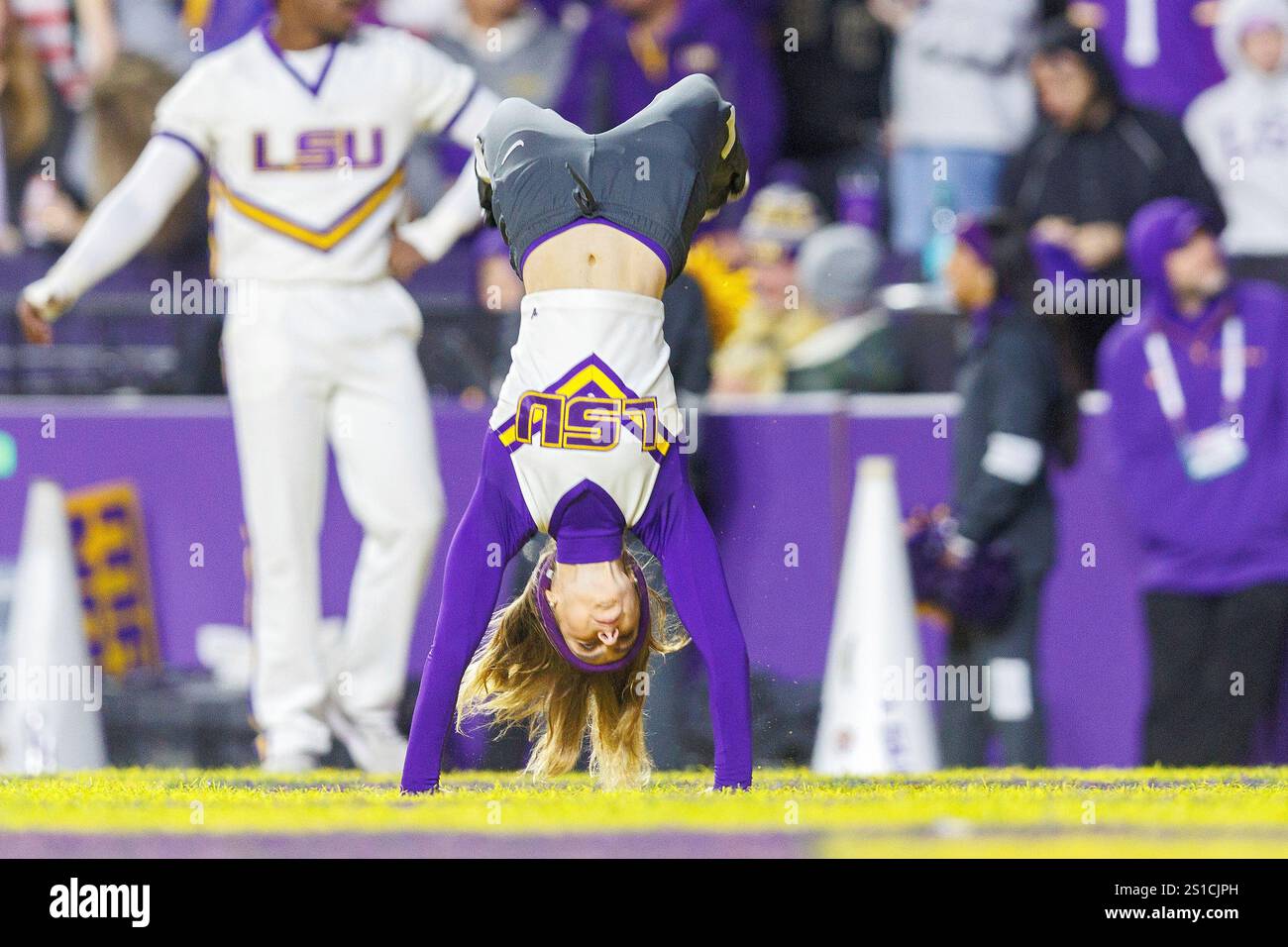 BATON ROUGE, LA - NOVEMBER 30: The LSU Tigers cheerleaders entertain ...