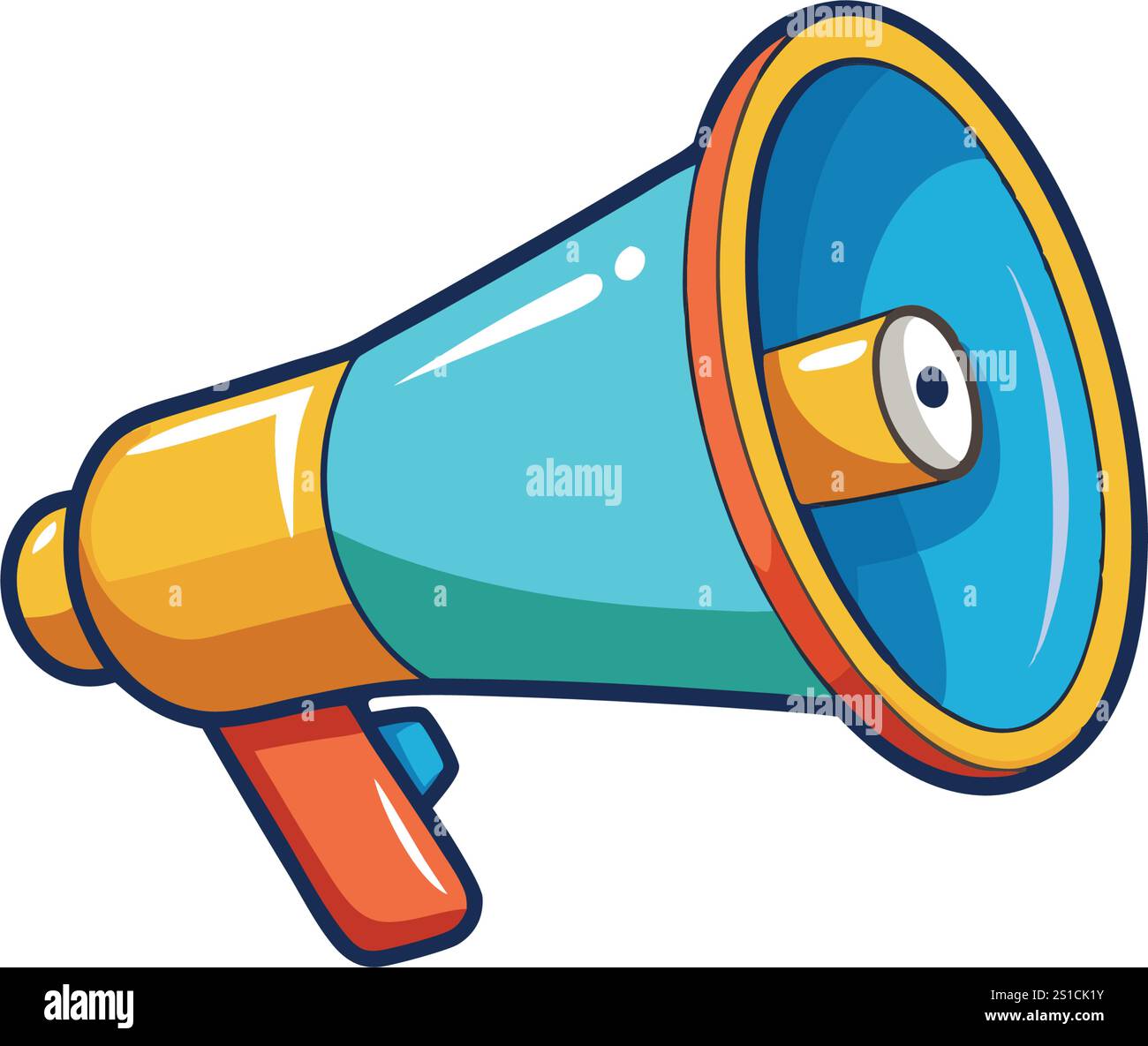 Cartoon style loudspeaker illustration featuring dynamic colors ...