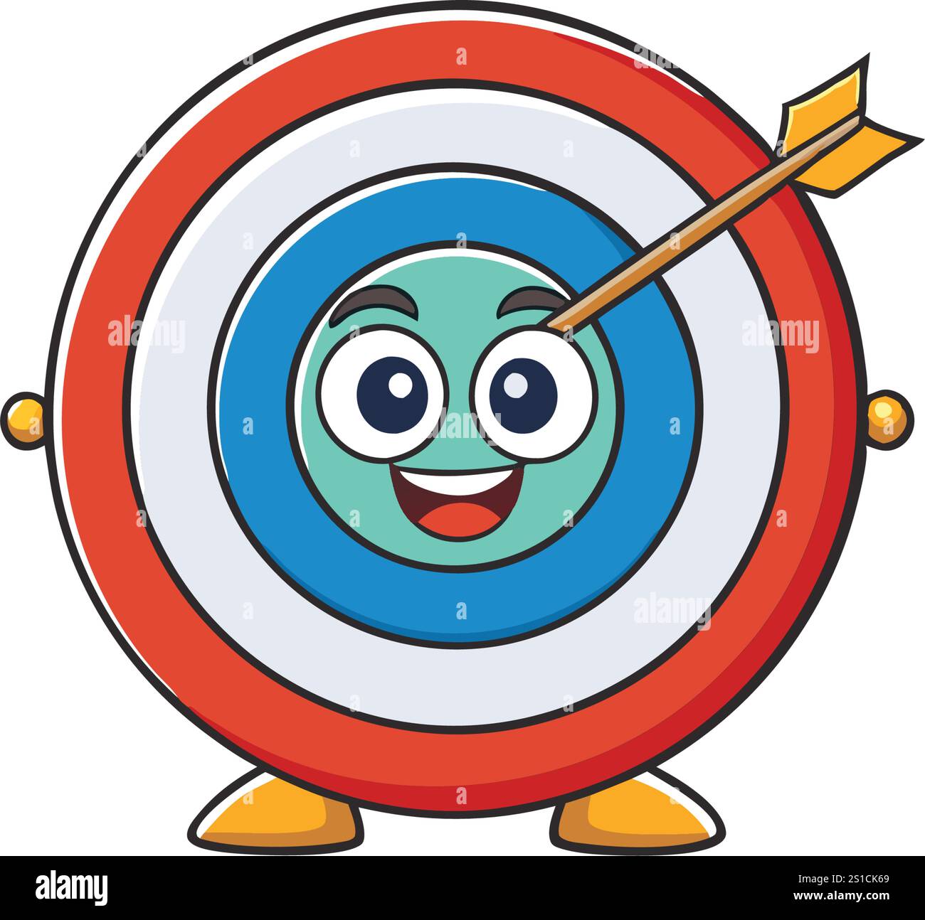 Creative cartoon target illustration with colorful bullseye and arrow ...