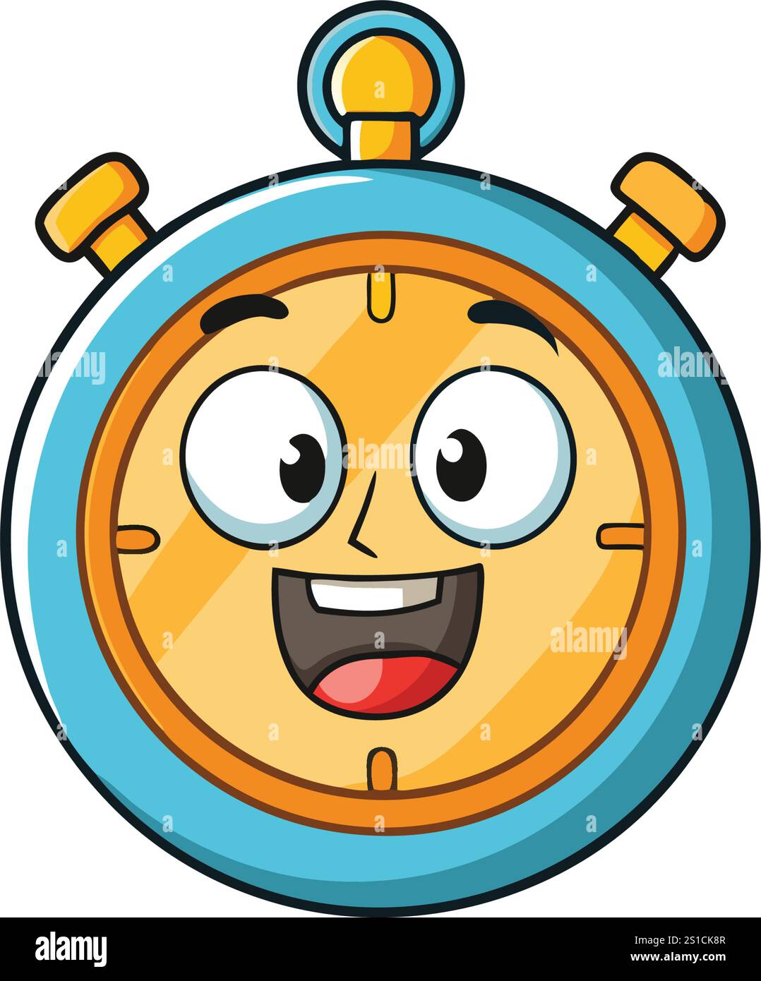 Cheerful stopwatch icon in a fun cartoon style, designed with bold ...