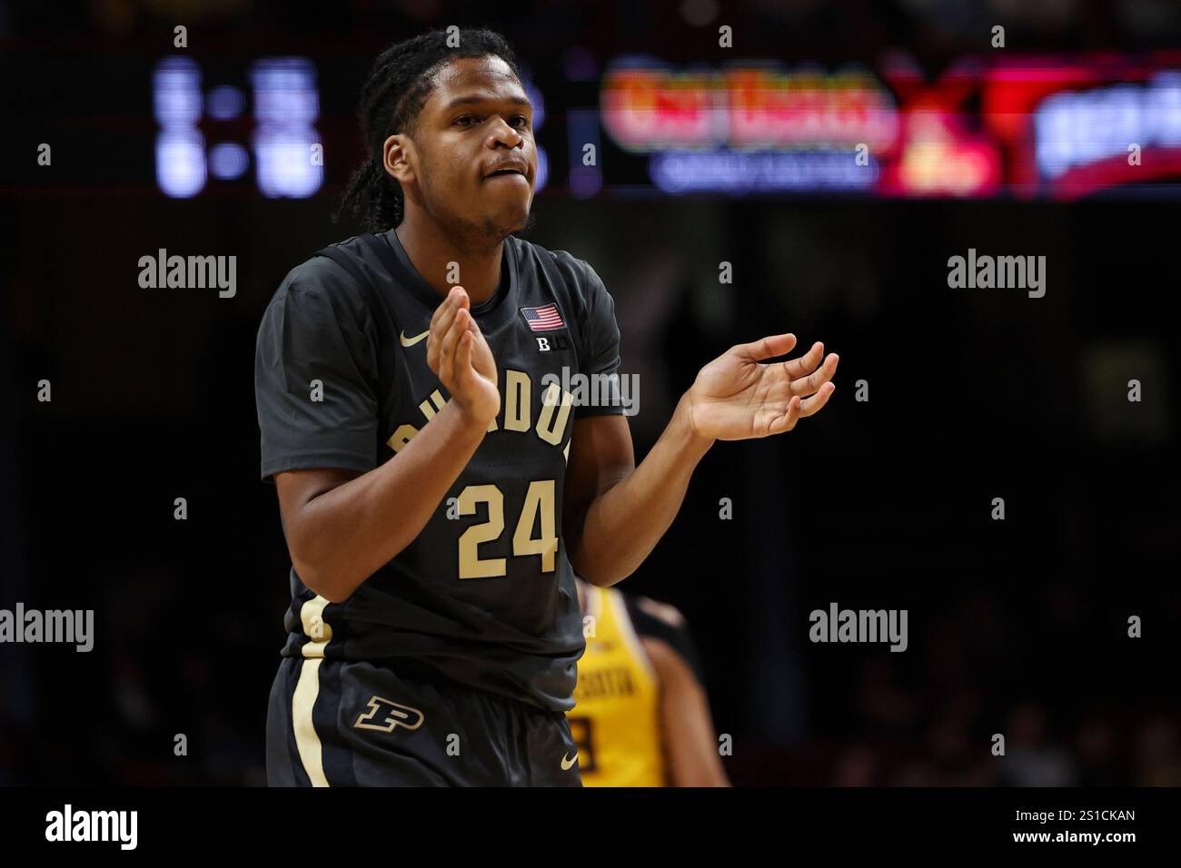 Purdue guard Gicarri Harris (24) celebrates after scoring during the ...