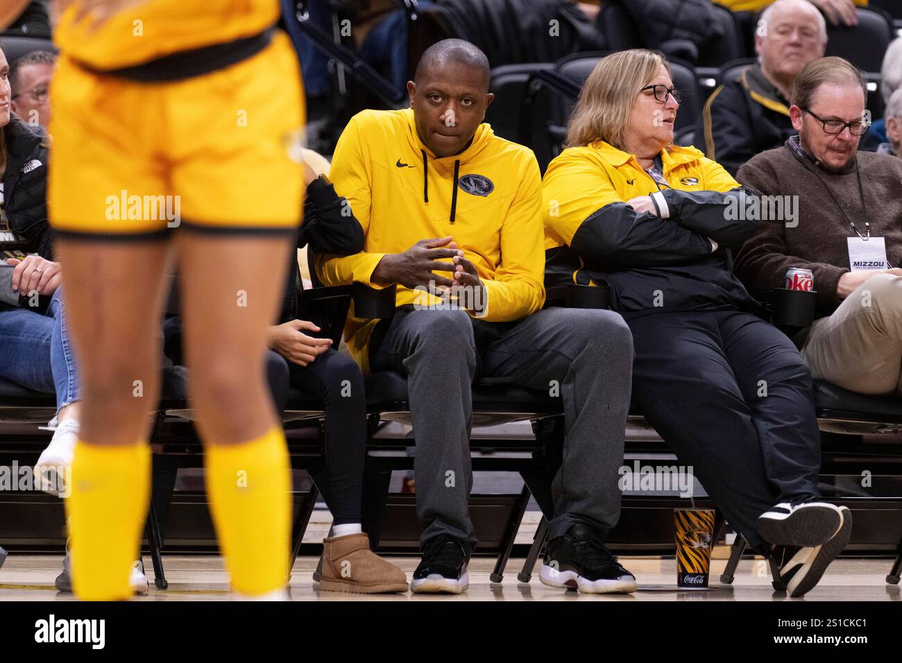 Missouri mens basketball coach Dennis Gates watches the Missouri women ...