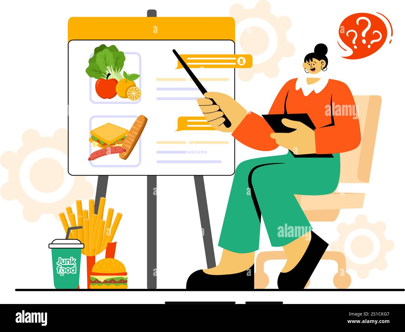 People Choosing Between Healthy and Unhealthy Food Vector Illustration ...