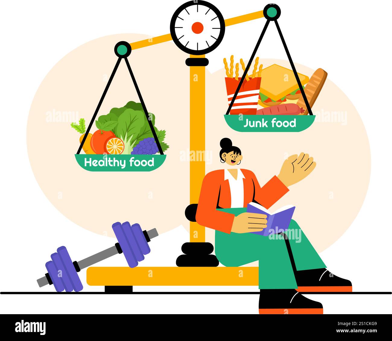 People Choosing Between Healthy and Unhealthy Food Vector Illustration ...