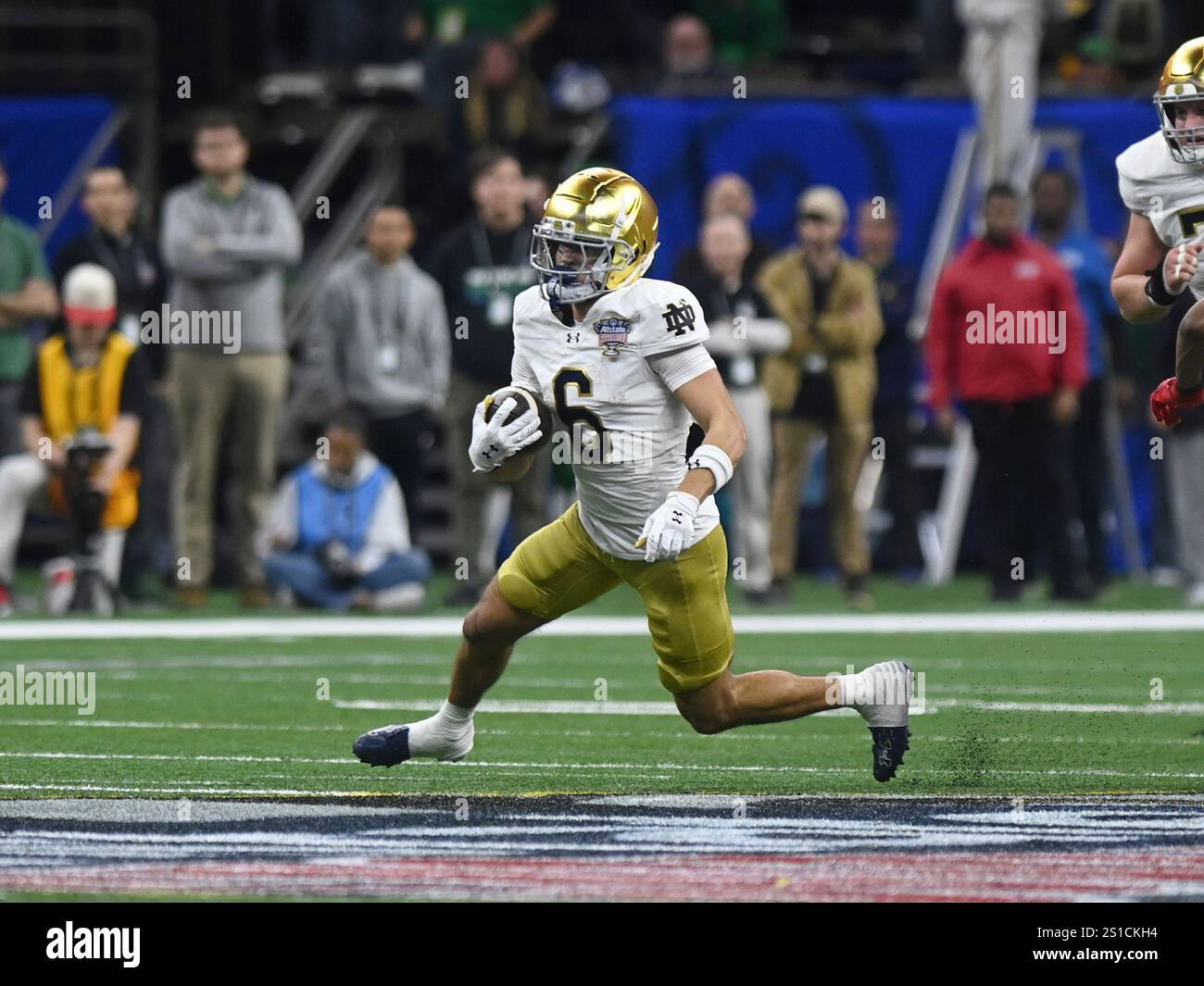 NEW ORLEANS, LA - JANUARY 02: Wide Receiver Jordan Faison #6 of the Notre Dame Fighting Irish ...