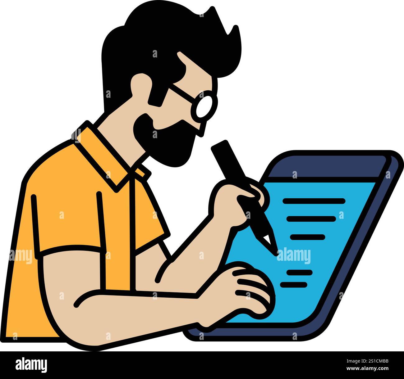 Focus on education man writing Stock Vector Images - Alamy