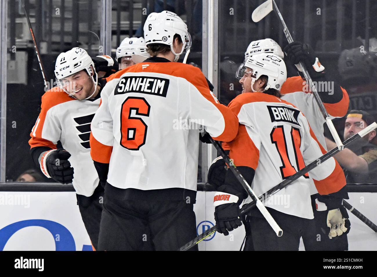 The Philadelphia Flyers celebrate right wing Tyson Foerster's, left ...