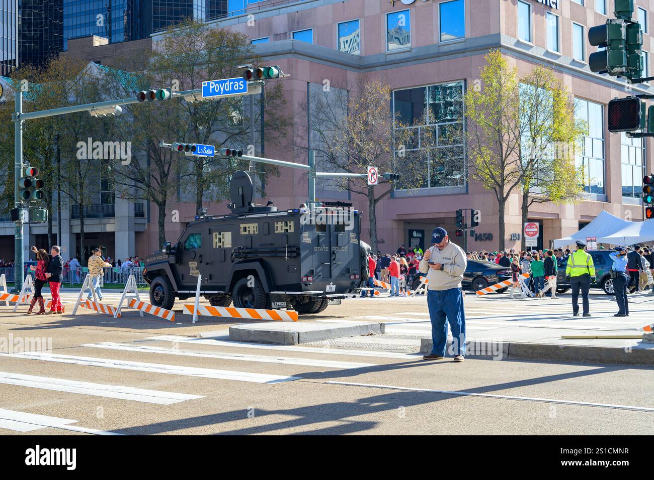 New Orleans, LA, USA - January 2, 2025: Tightened security with police ...