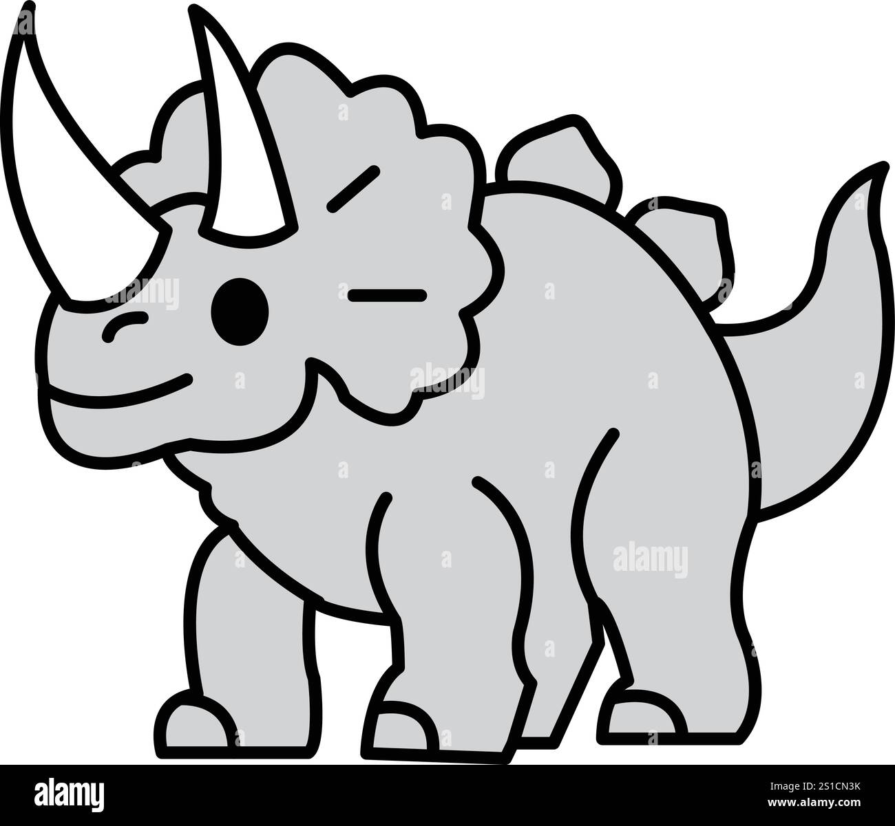 A cartoon drawing of a gray dinosaur with a horn on its head. The ...