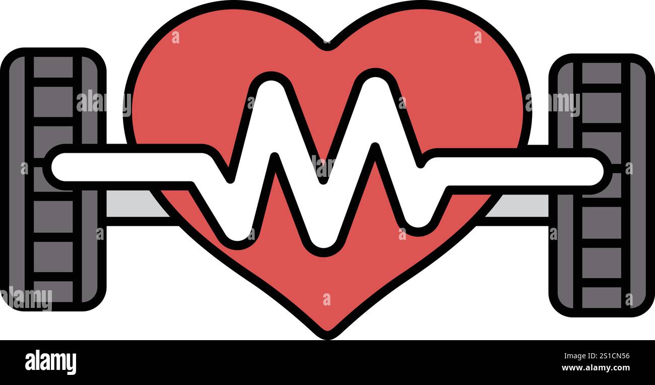 A heart with a tire on it. The heart is red and the tire is black. The ...