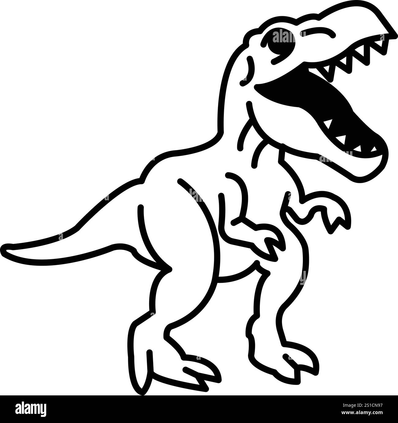A cartoon drawing of a dinosaur with its mouth open. The dinosaur is ...