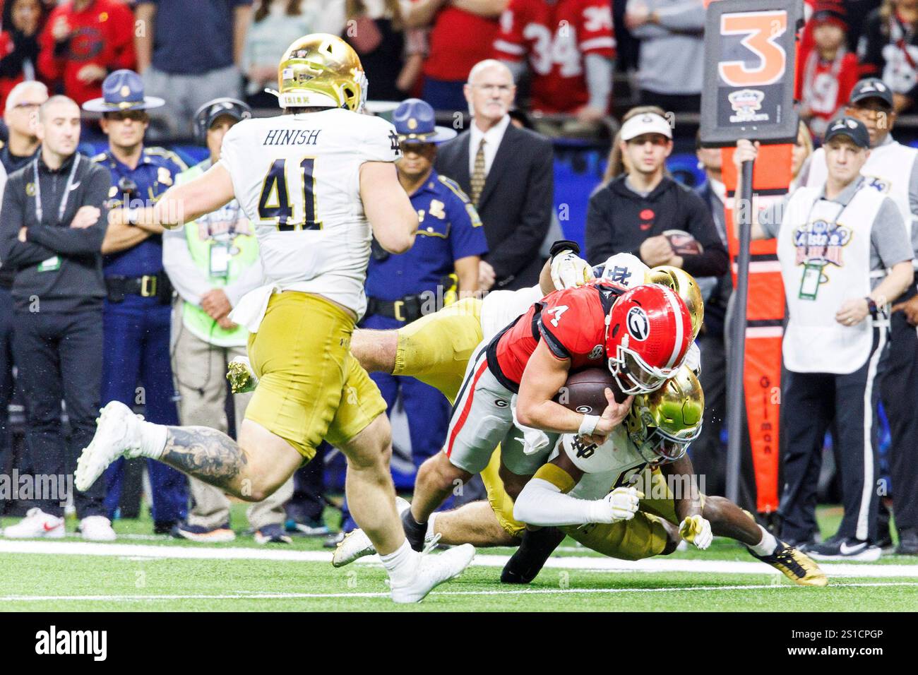 January 02, 2025: Georgia tight end Oscar Delp (4) runs with the ball ...