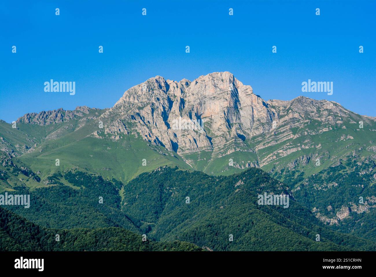 Mountain and amazing nature. Peak of the mountain. Top of Mount Khustup ...