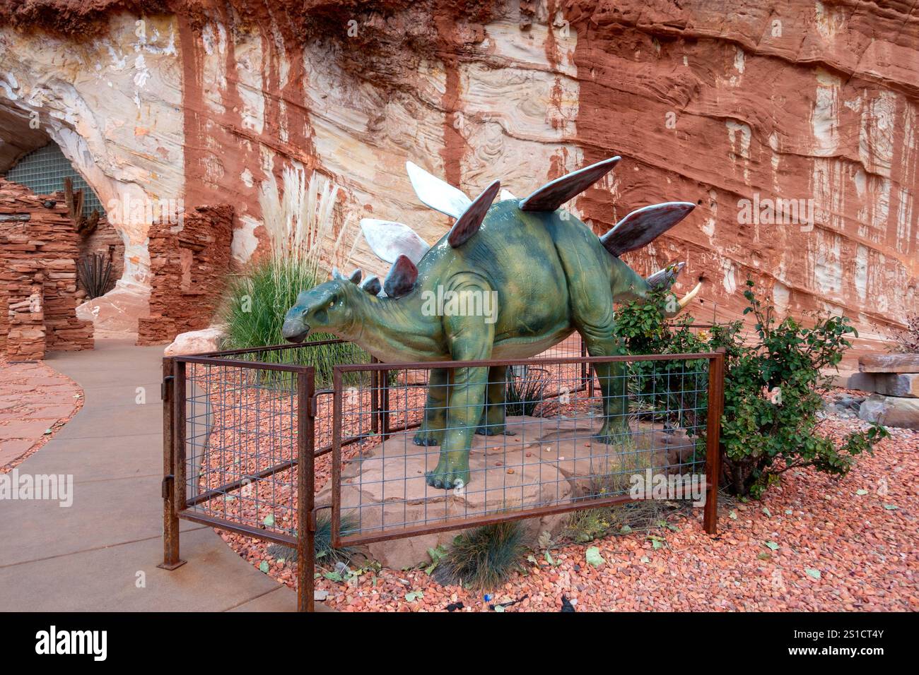 Jurassic Sized Stegosaurus Dinosaur Sculpture Statue in Front of Famous ...