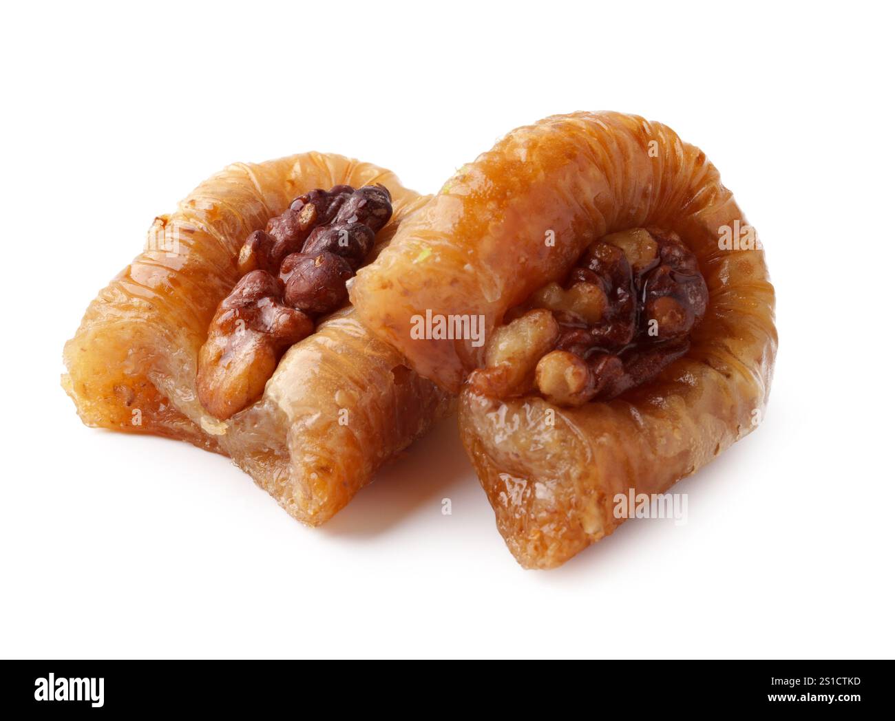 Traditional Middle Eastern pastry with nuts served on a white ...