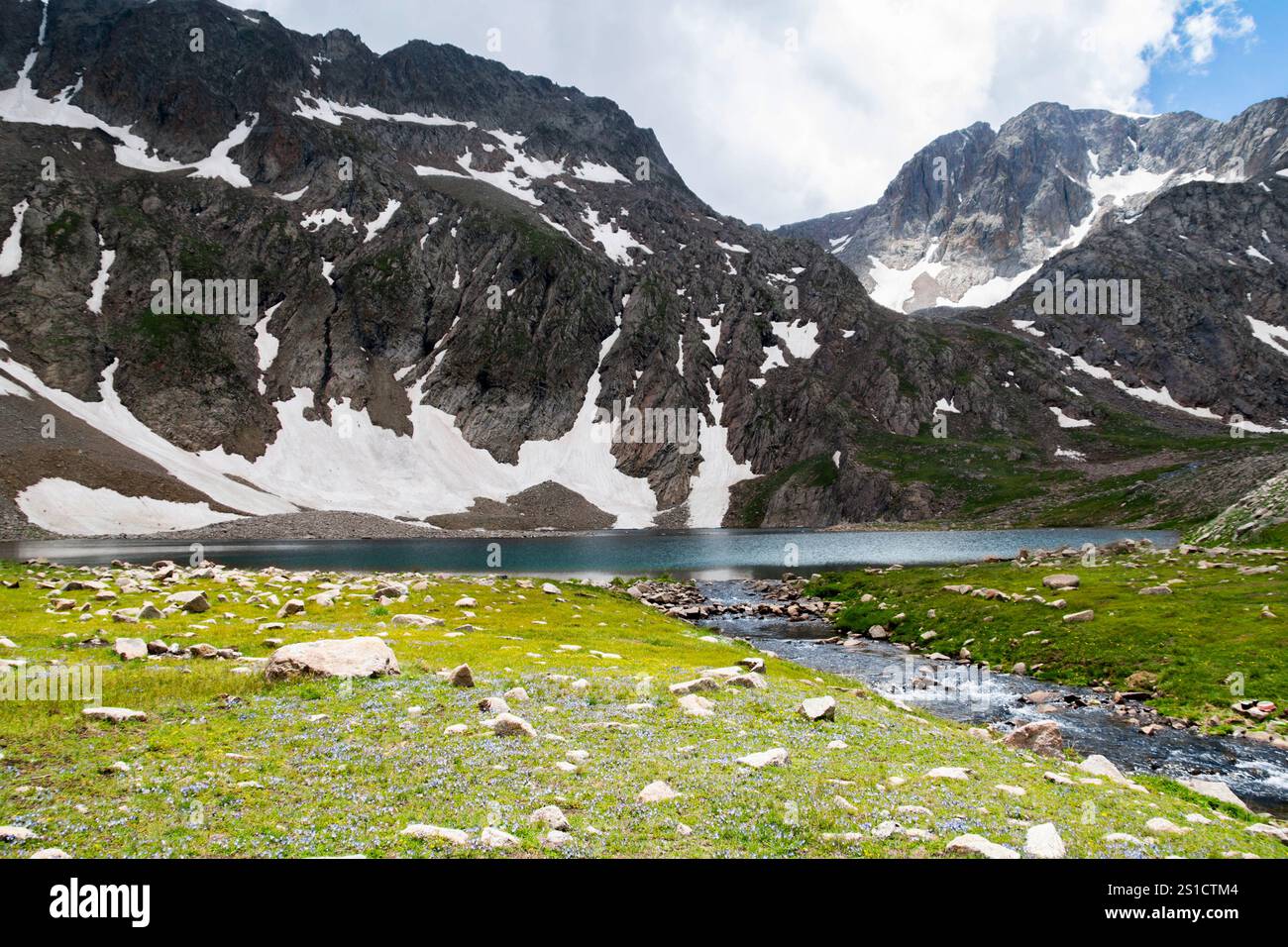 Mountain lake and rocky mountains. Crystal clear lake in the middle of ...