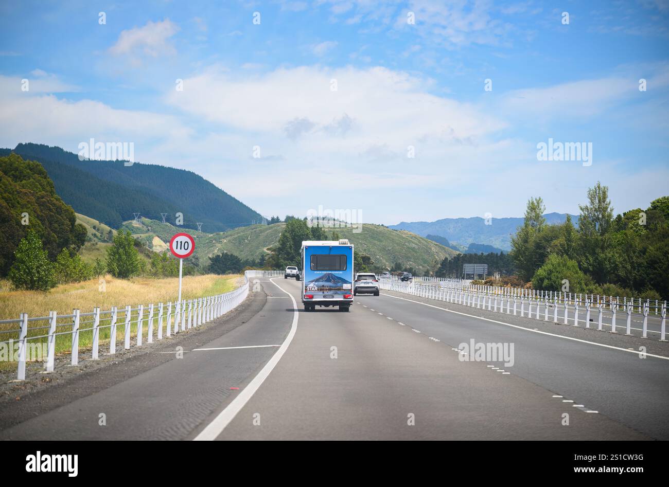 Kapiti Expressway, New Zealand - December 25 2024: 110 km/h road sign ...