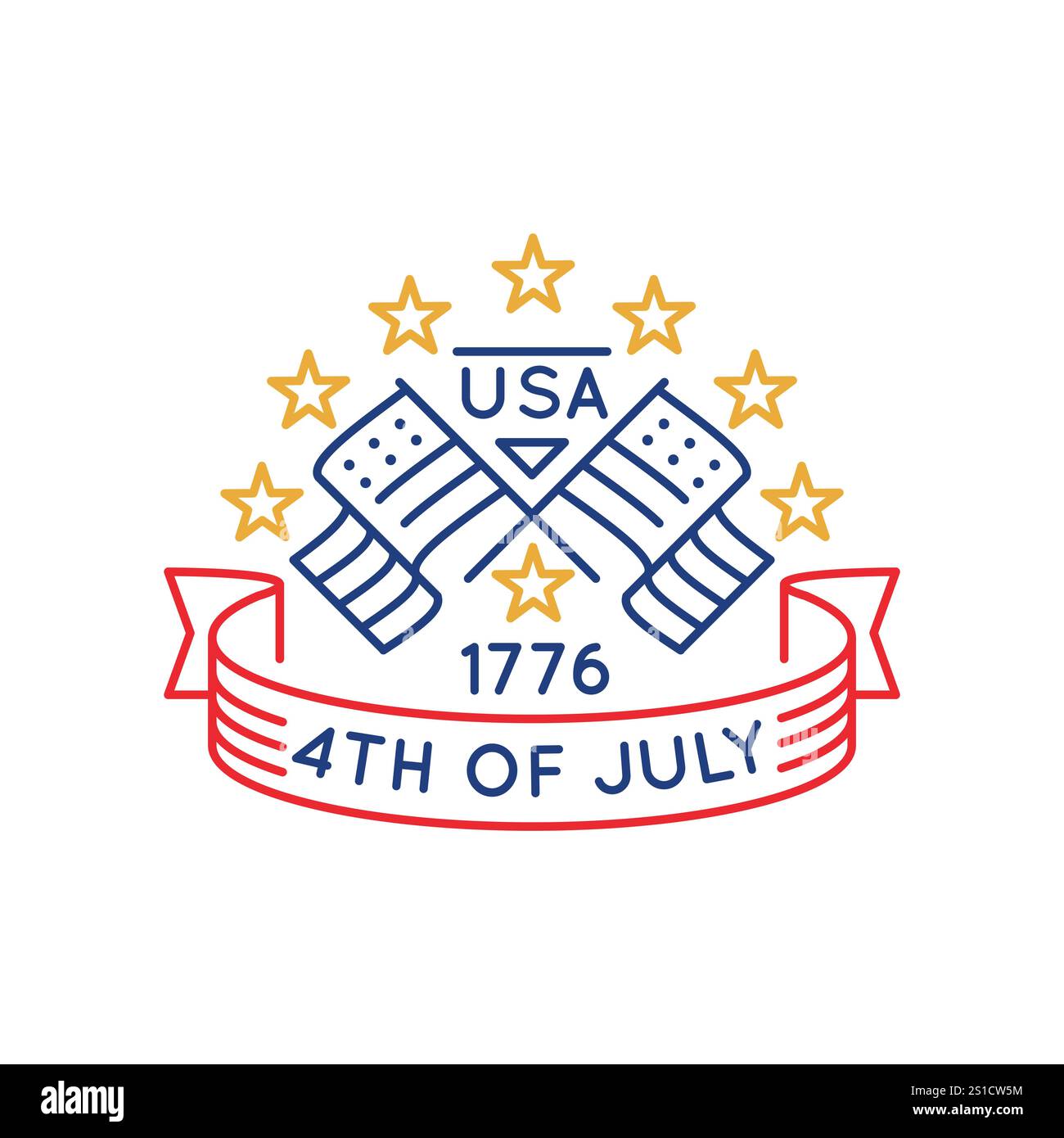 Simple Logo with Crossed American Flags Icon Stock Vector Image & Art ...