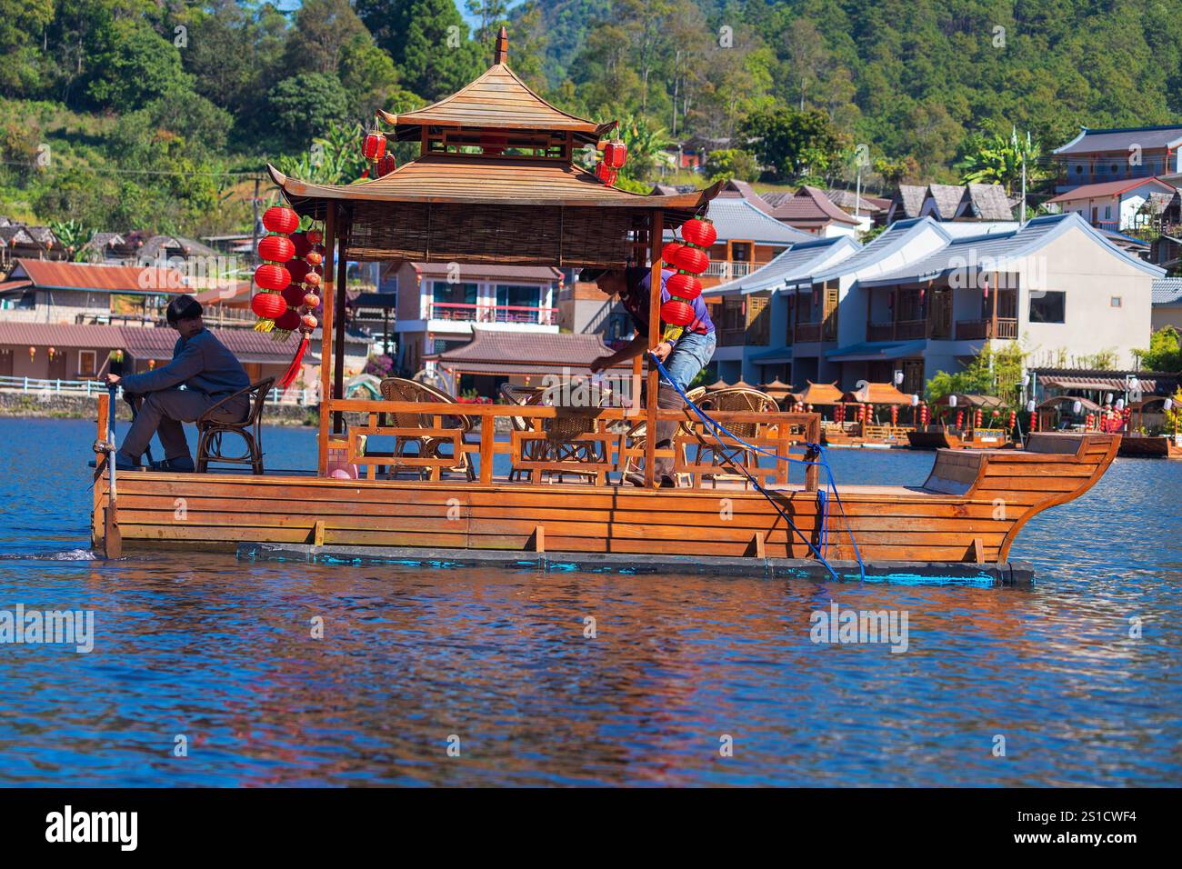 Chinese village of Ban Rak Thai with traditional houses in tea ...