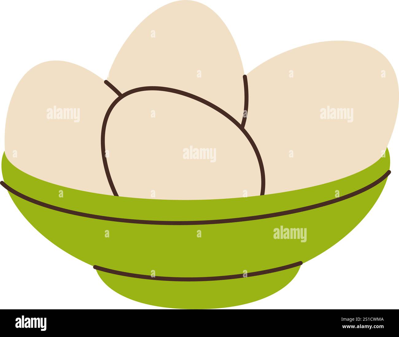 Raw eggs in bowl. Organic farm chicken eggs. Vector illustration Stock ...
