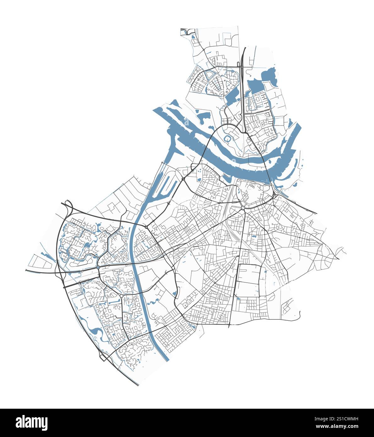 Map of Nijmegen, Netherlands. Detailed city vector map, metropolitan ...