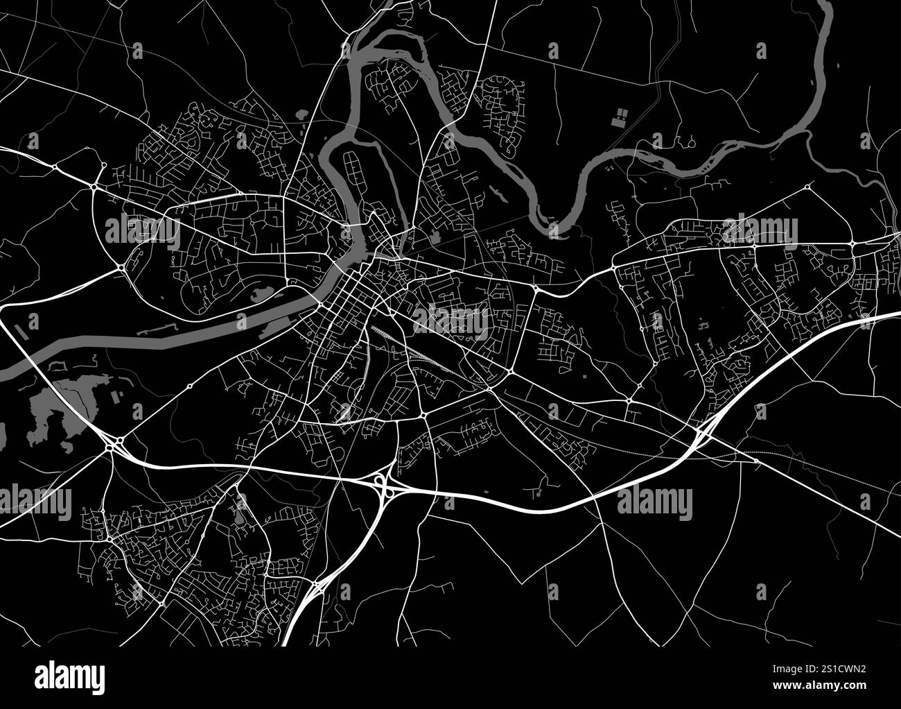 Map of Limerick, Ireland. Detailed city vector map, metropolitan area ...