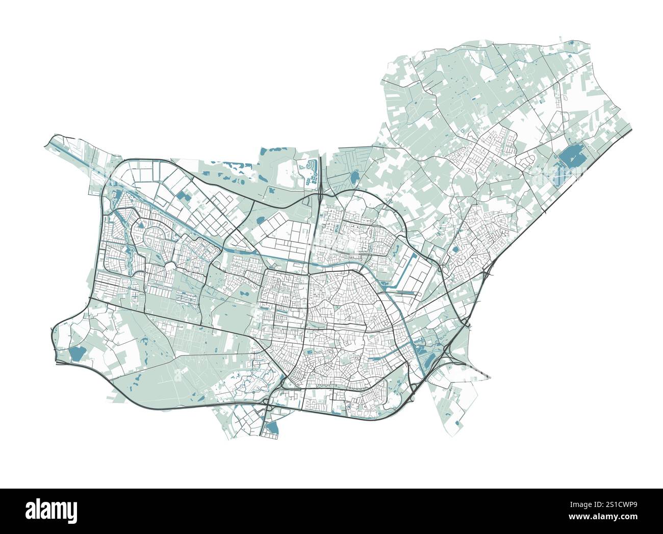 Map of Tilburg, Netherlands. Detailed city vector map, metropolitan ...