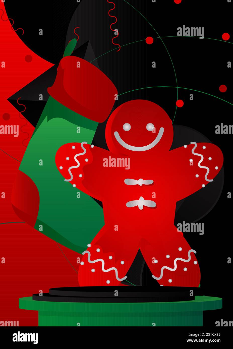 Mockup product display with Christmas stocking and Gingerbread Man ...