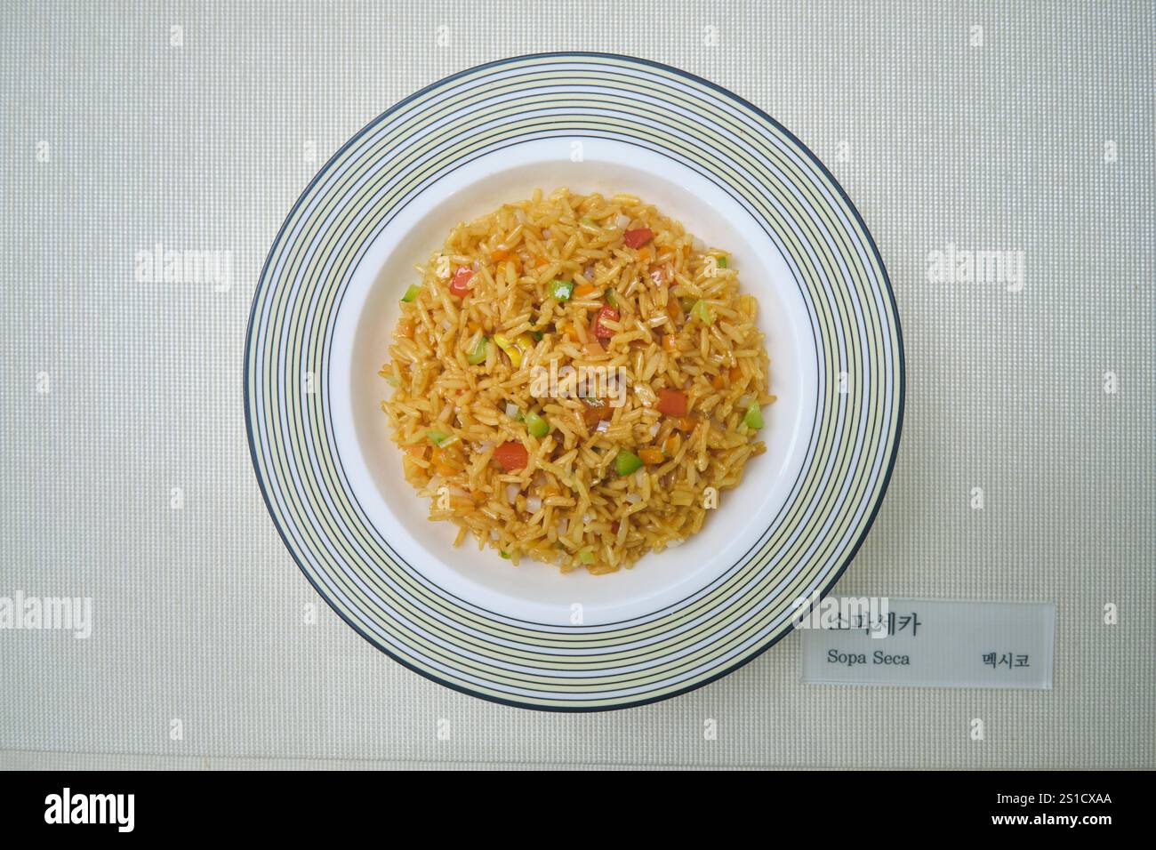 A fake, plastic food version of the traditional dish, sopa seca. At the ...