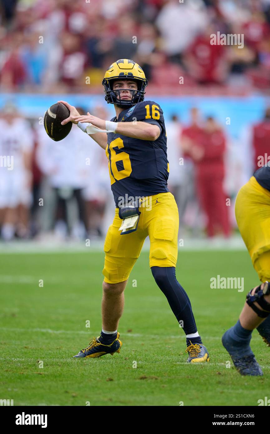 December 31, 2024: Michigan quarterback Davis Warren (16) passing ...