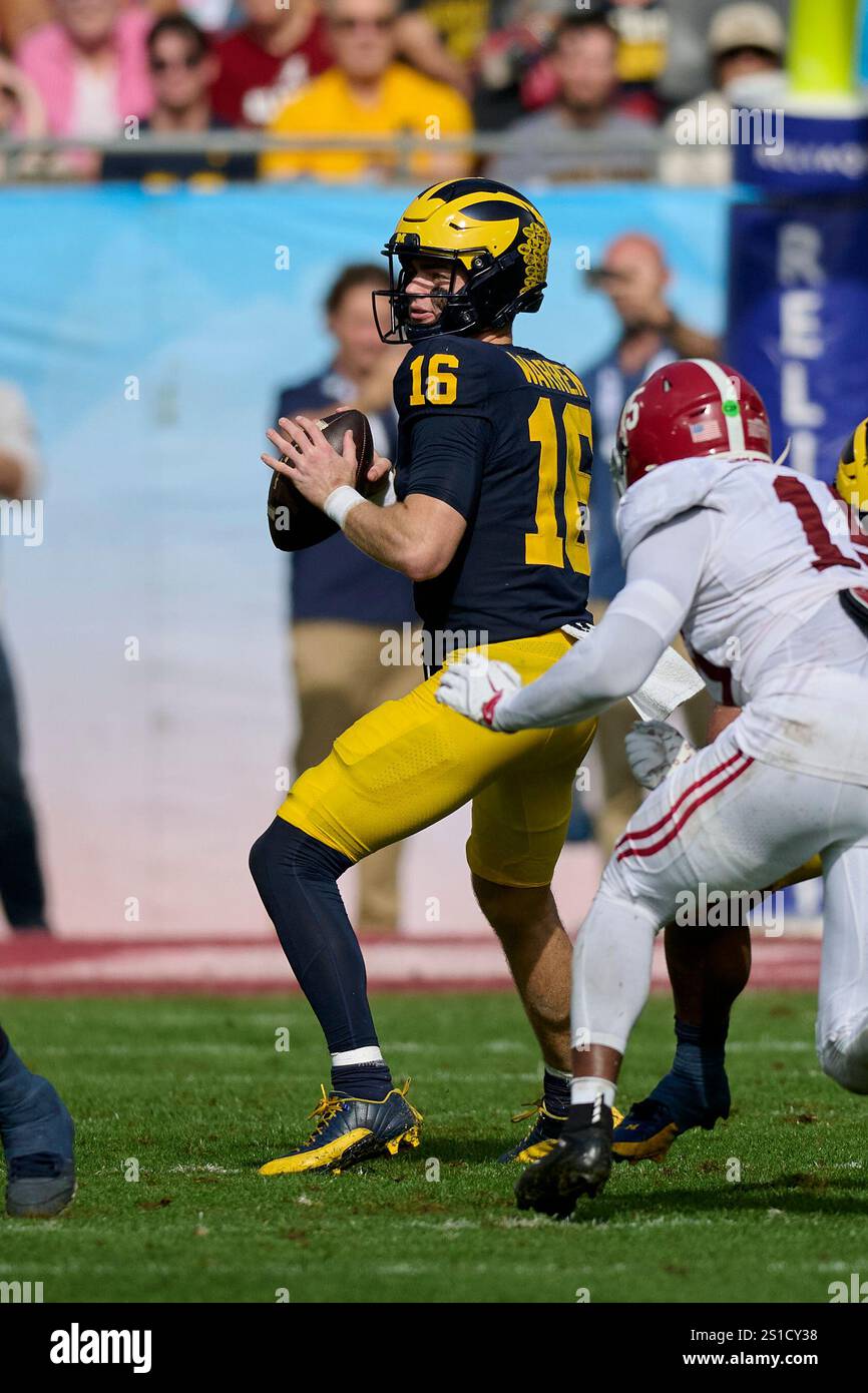 December 31, 2024: Michigan quarterback Davis Warren (16) passing ...