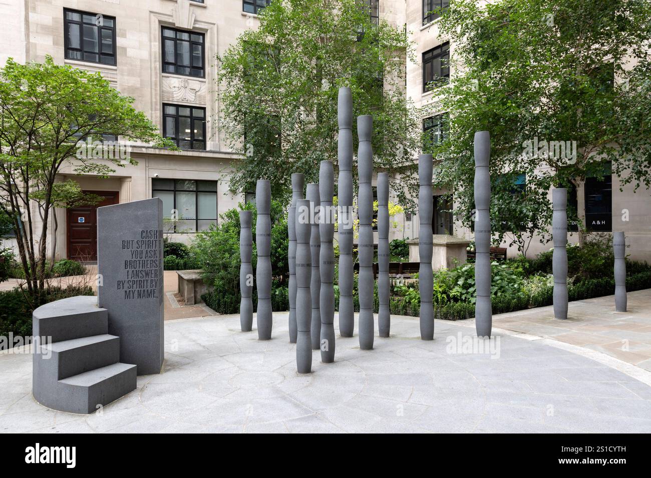 London, UK - July 14, 2021: View of the Gilt of Cain statue (by Michael ...