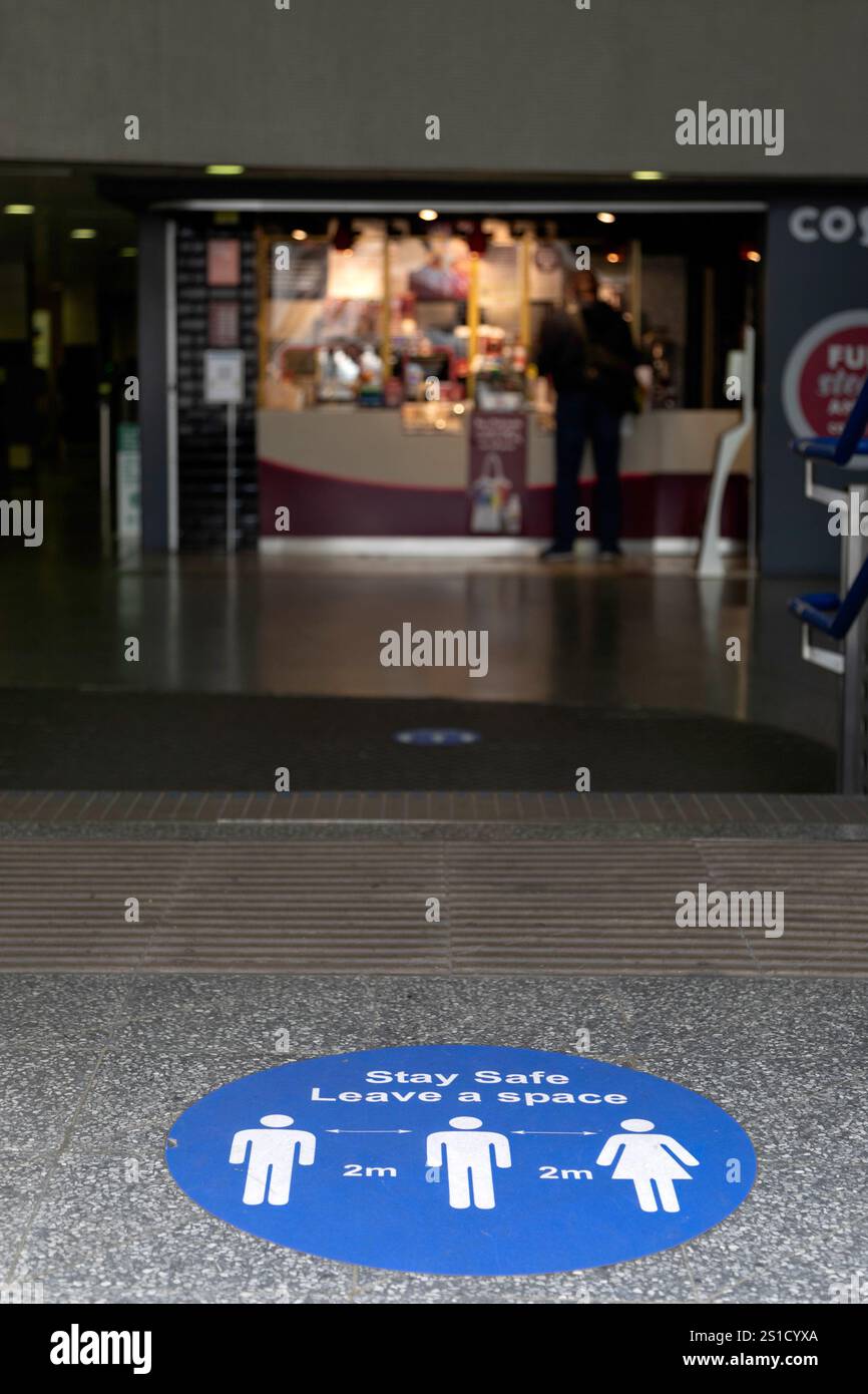LONDON, UK - JULY 14, 2021: Social Distance sign requesting passengers ...
