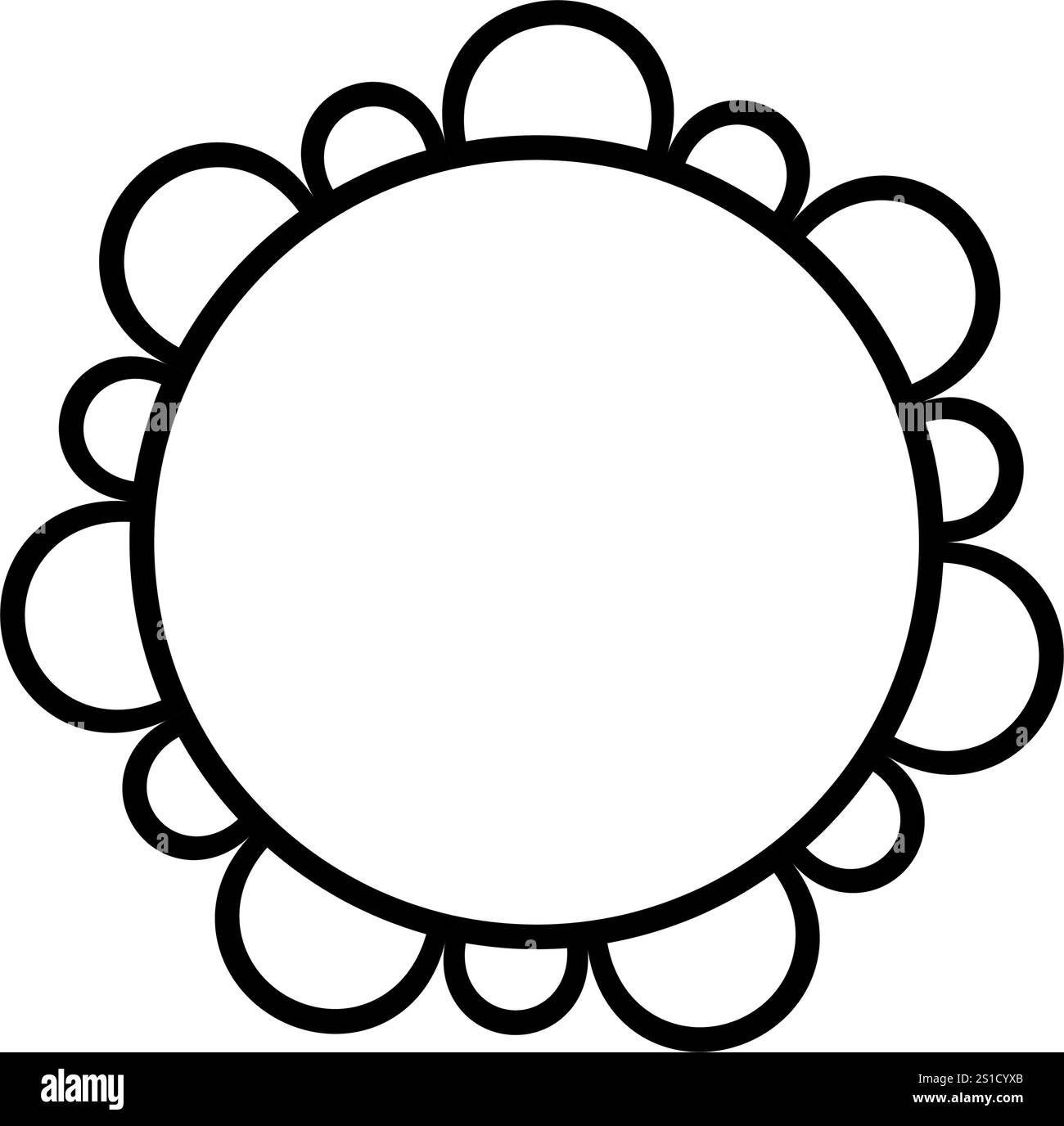 Scalloped edge circle frame. Simple round scalloped border. Fabric lace ...
