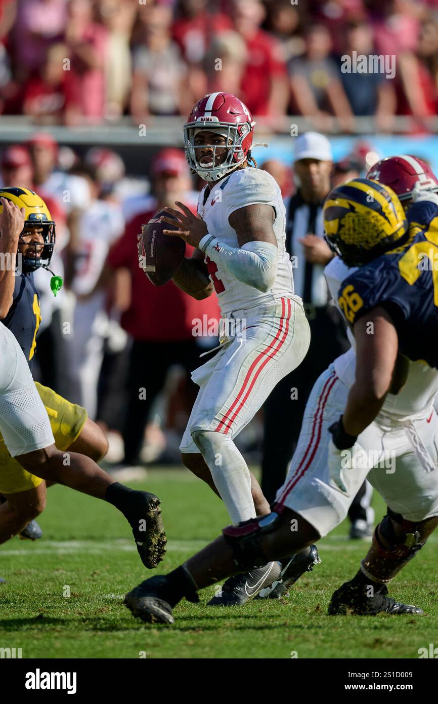 Tampa, Florida, USA. 31st Dec, 2024. Alabama quarterback Jalen Milroe ...