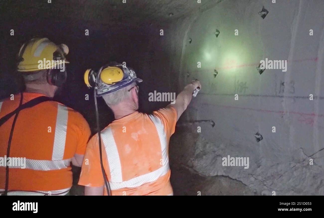 Grab from PA video of workers in Boulby Mine, in North Yorkshire, one ...
