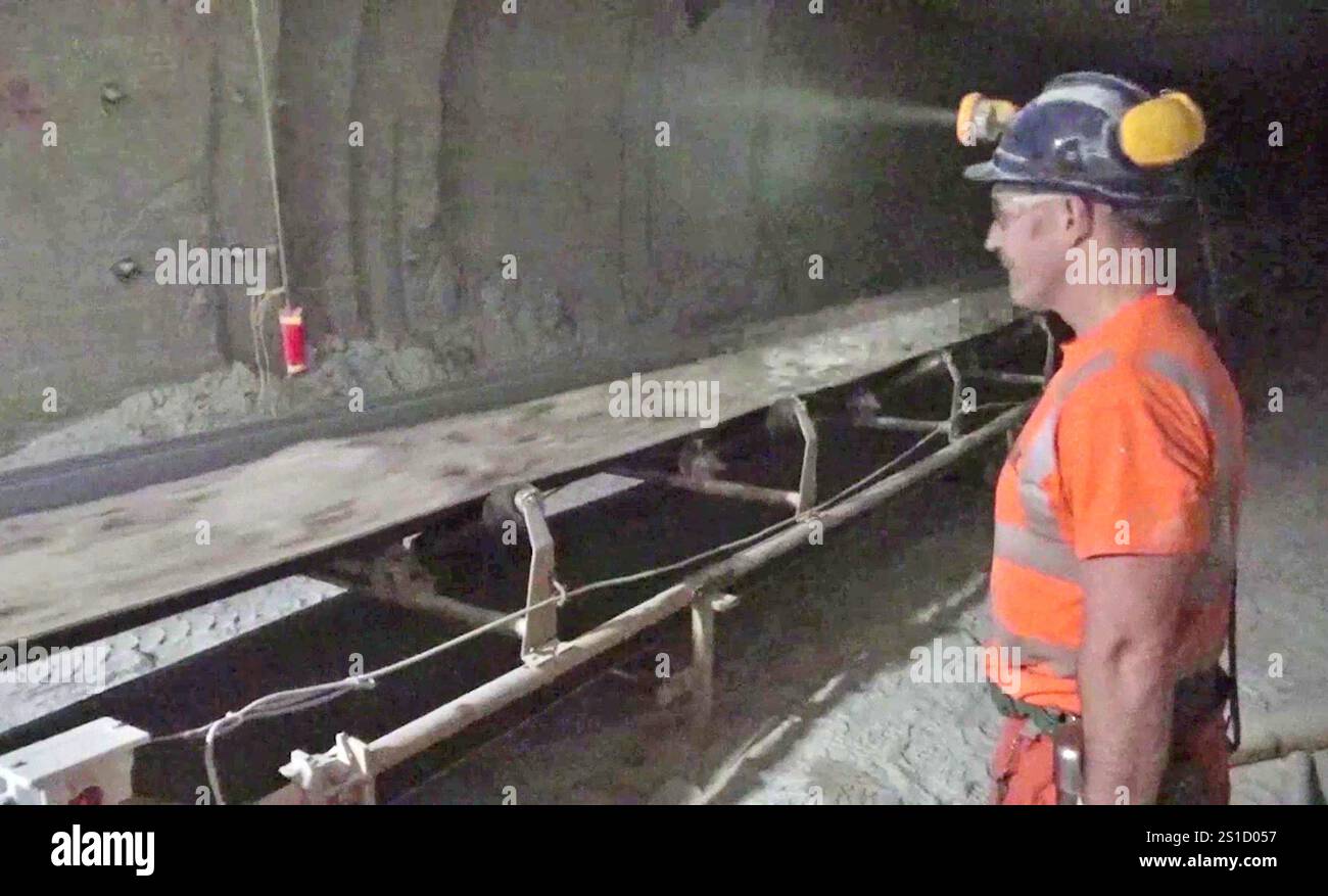 Grab from PA video of workers in Boulby Mine, in North Yorkshire, one ...