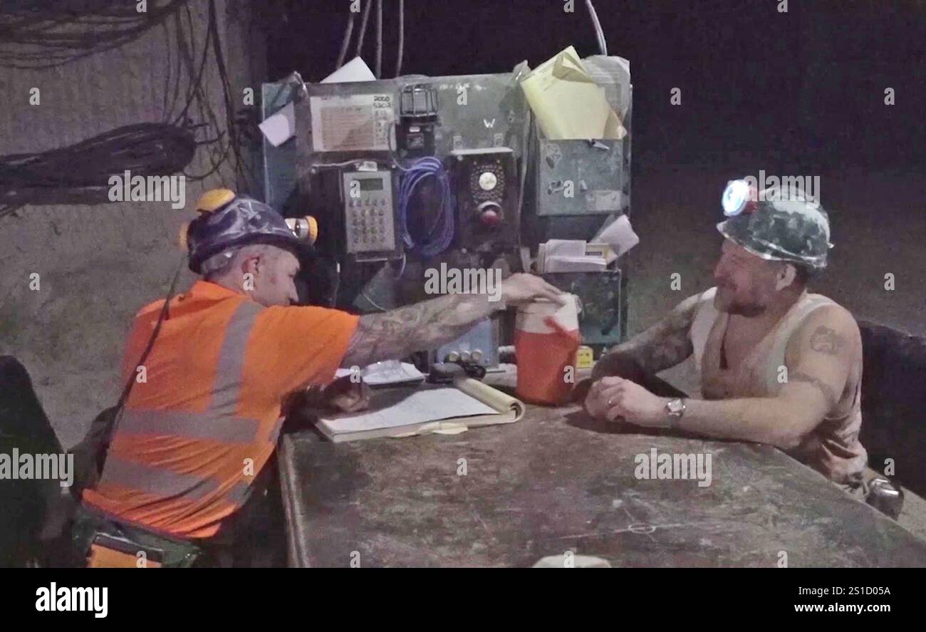 Grab from PA video of workers in Boulby Mine, in North Yorkshire, one ...