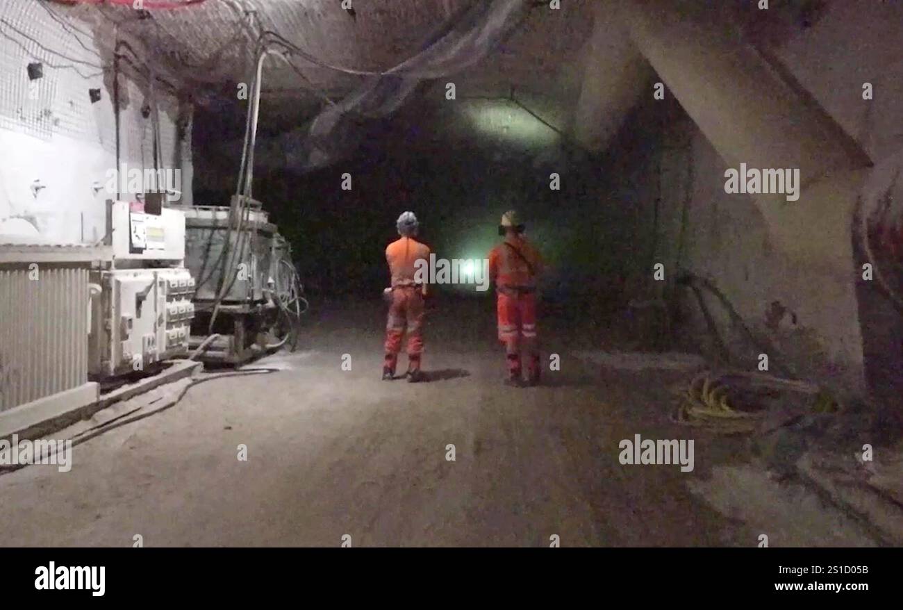 Grab from PA video of workers in Boulby Mine, in North Yorkshire, one ...