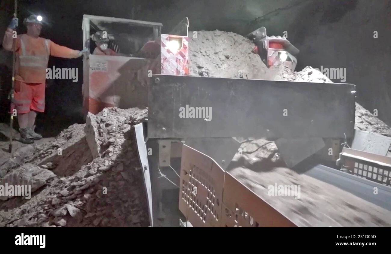 Grab from PA video of workers in Boulby Mine, in North Yorkshire, one ...