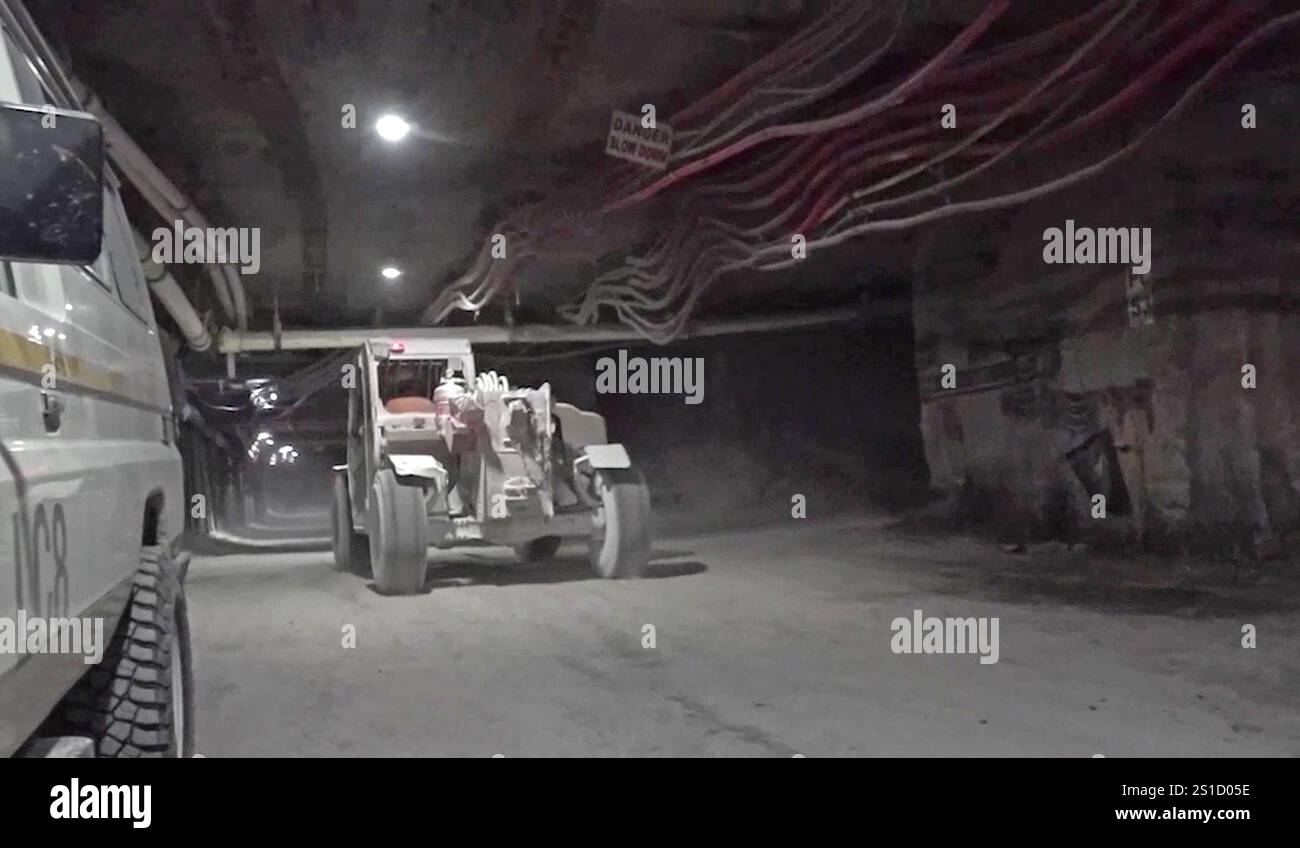 Grab from PA video of workers in Boulby Mine, in North Yorkshire, one ...