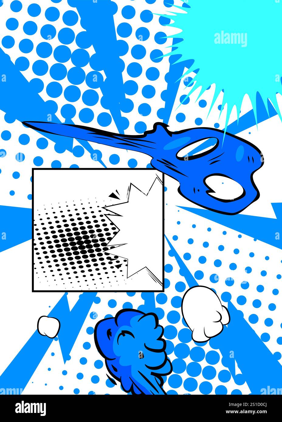 Cartoon Blue and White, comic book background. Retro vector comics pop ...