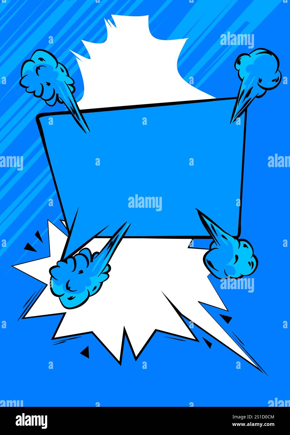 Cartoon Blue and White, comic book background. Retro vector comics pop ...