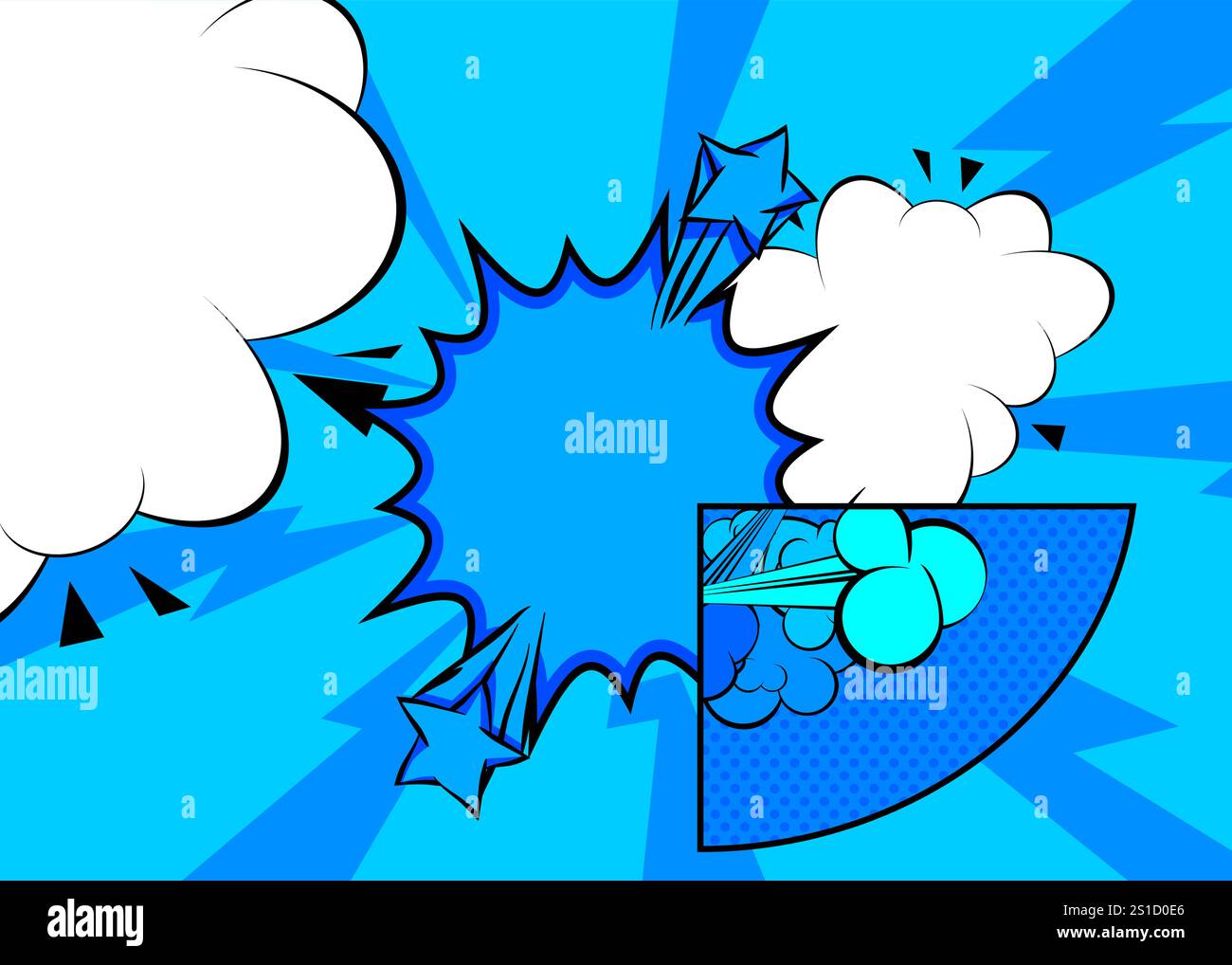 Cartoon Blue and White, comic book background. Retro vector comics pop ...