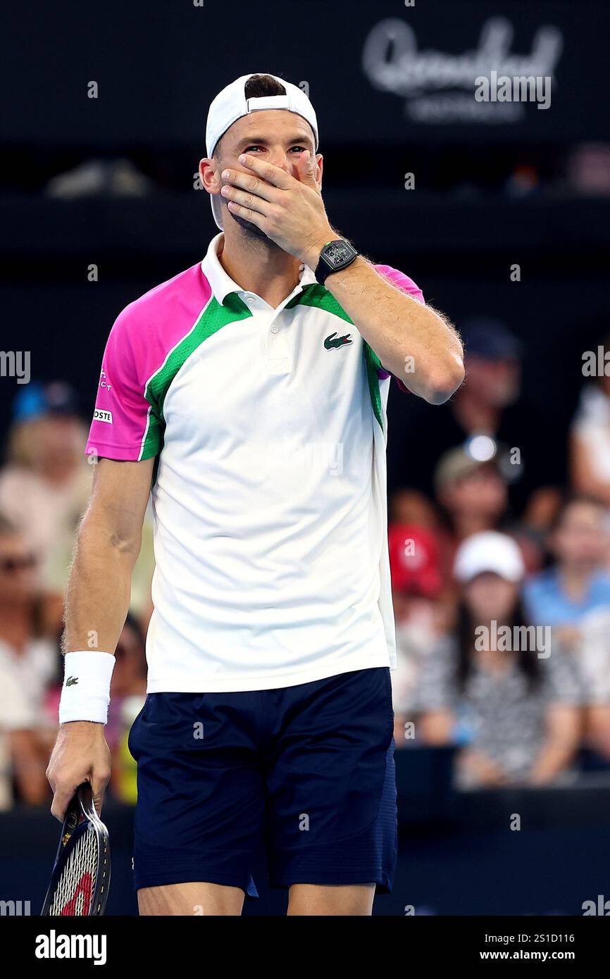 Bulgaria's Grigor Dimitrov reacts during his match against Australia's ...