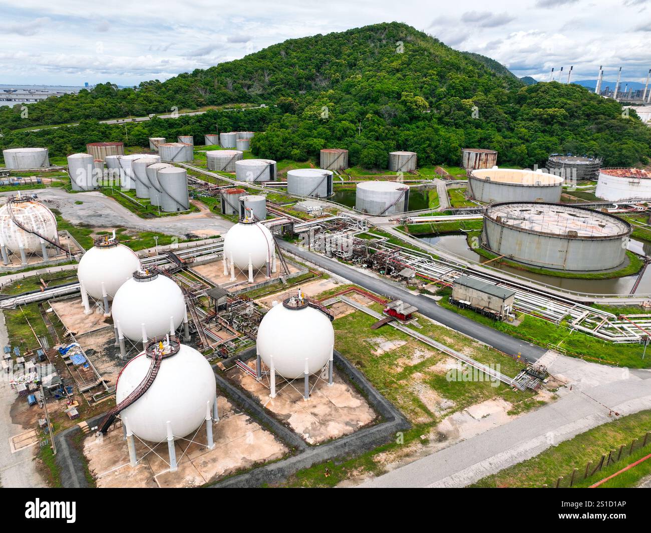 Industrial gas storage tank. LNG or liquefied natural gas storage tank ...