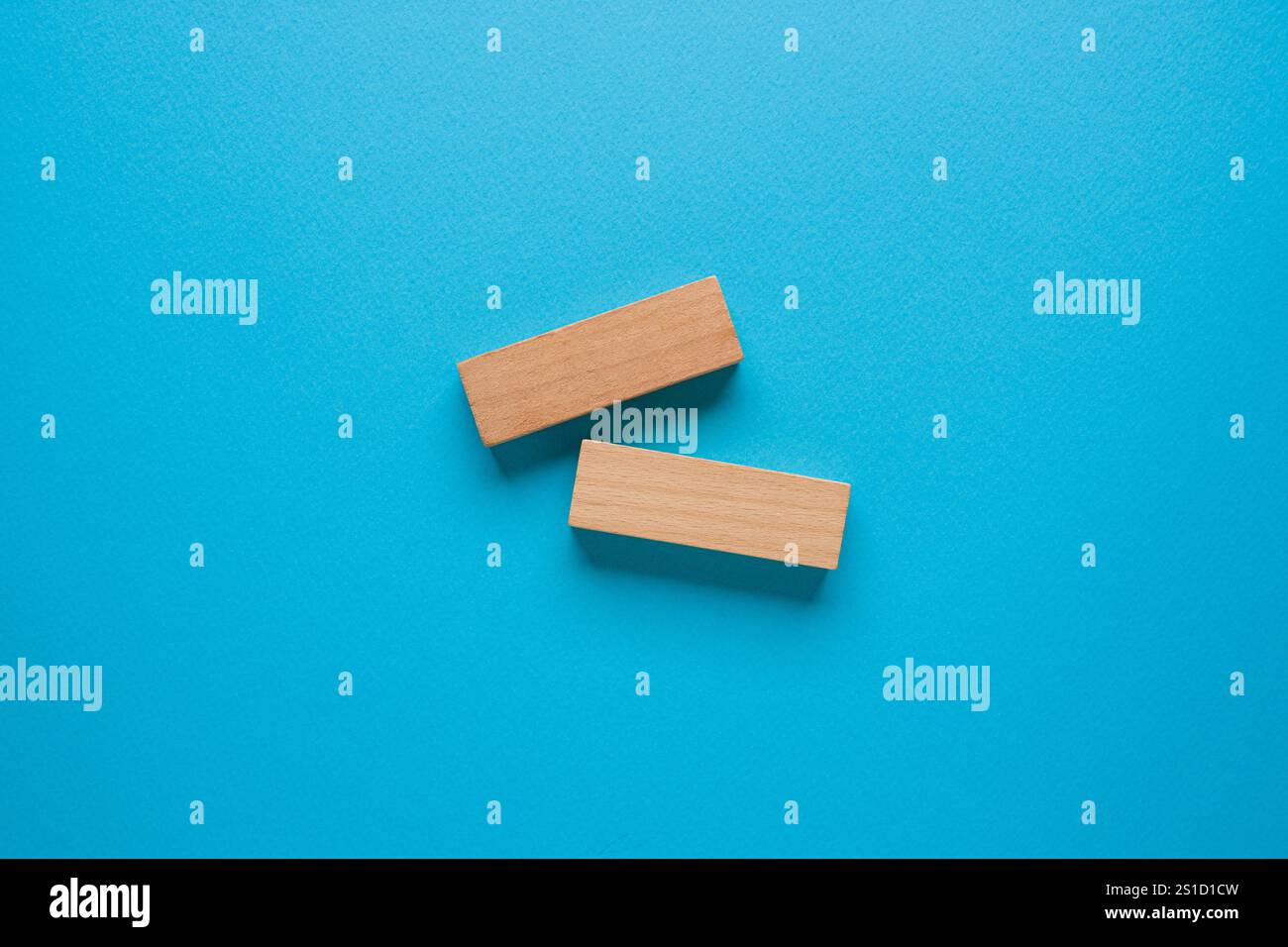 Blank wooden blocks on a blue background that can be written on Stock ...