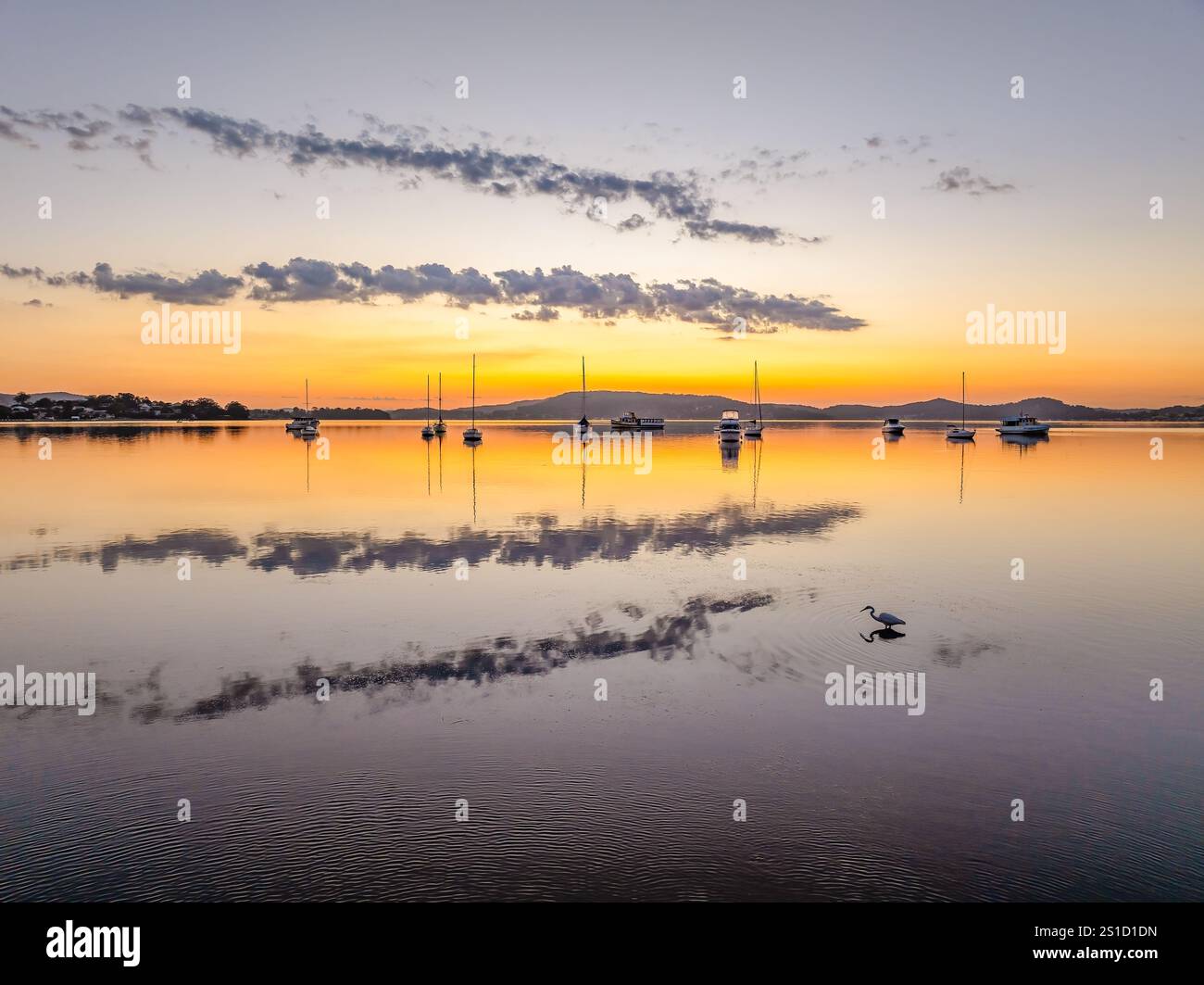 Aerial Sunrise over Brisbane Water at Koolewong Waterfront from Tascott ...