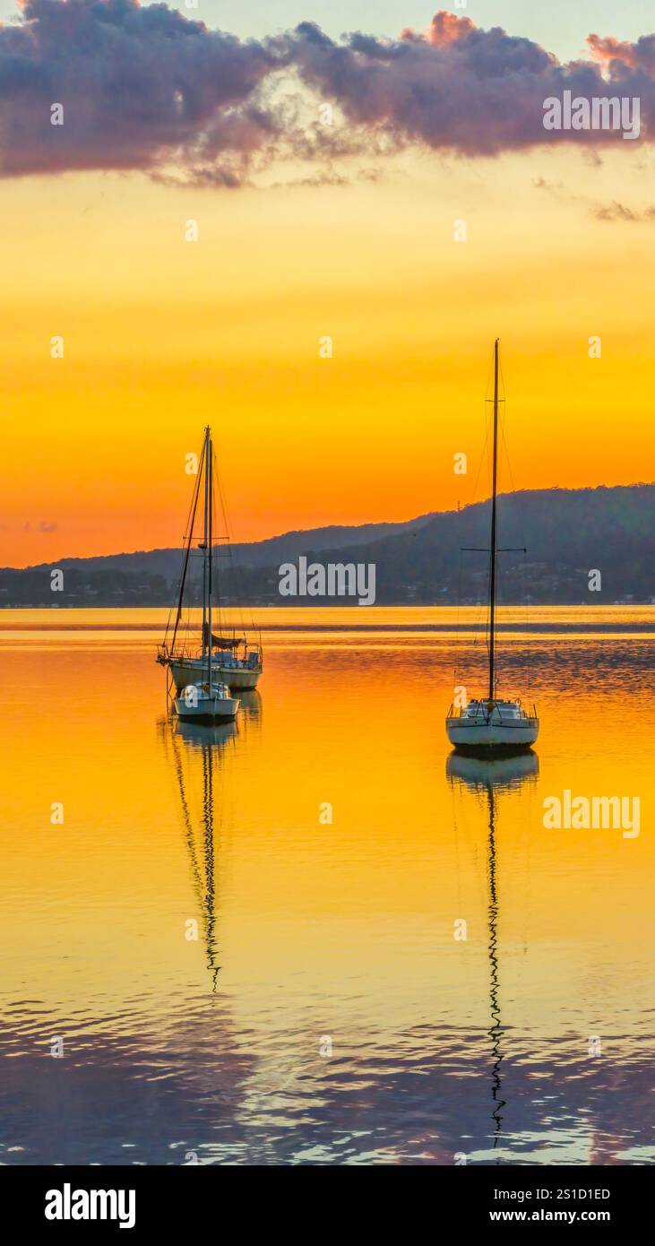 Aerial Sunrise over Brisbane Water at Koolewong Waterfront from Tascott ...
