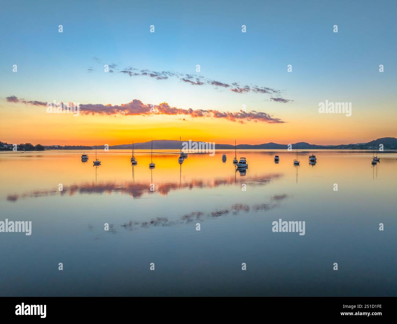 Aerial Sunrise over Brisbane Water at Koolewong Waterfront from Tascott ...